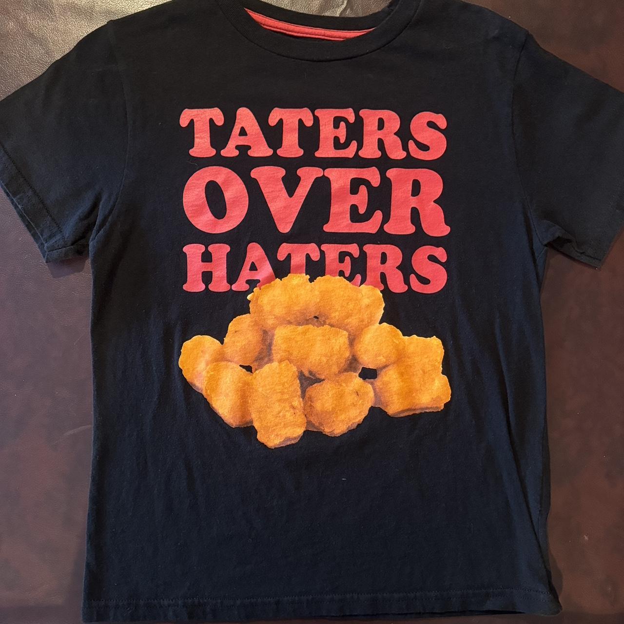 Black and orange Taters over haters baby t-shirt... - Depop