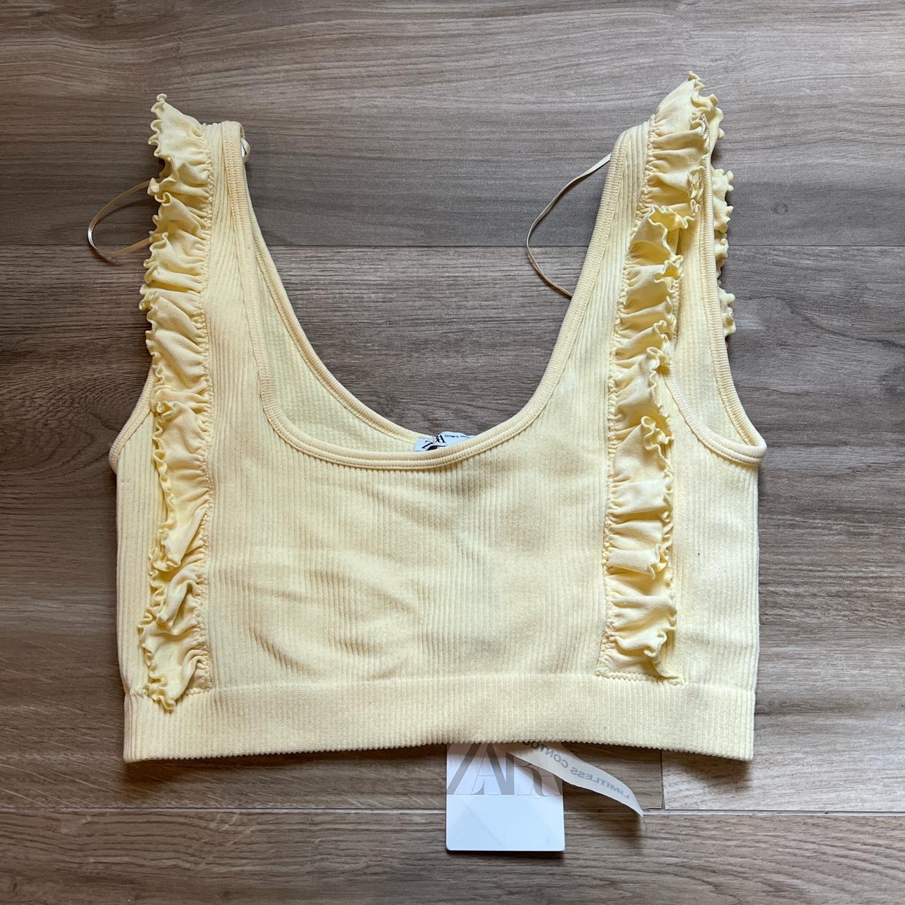Zara Yellow Crop Top Never worm - Depop