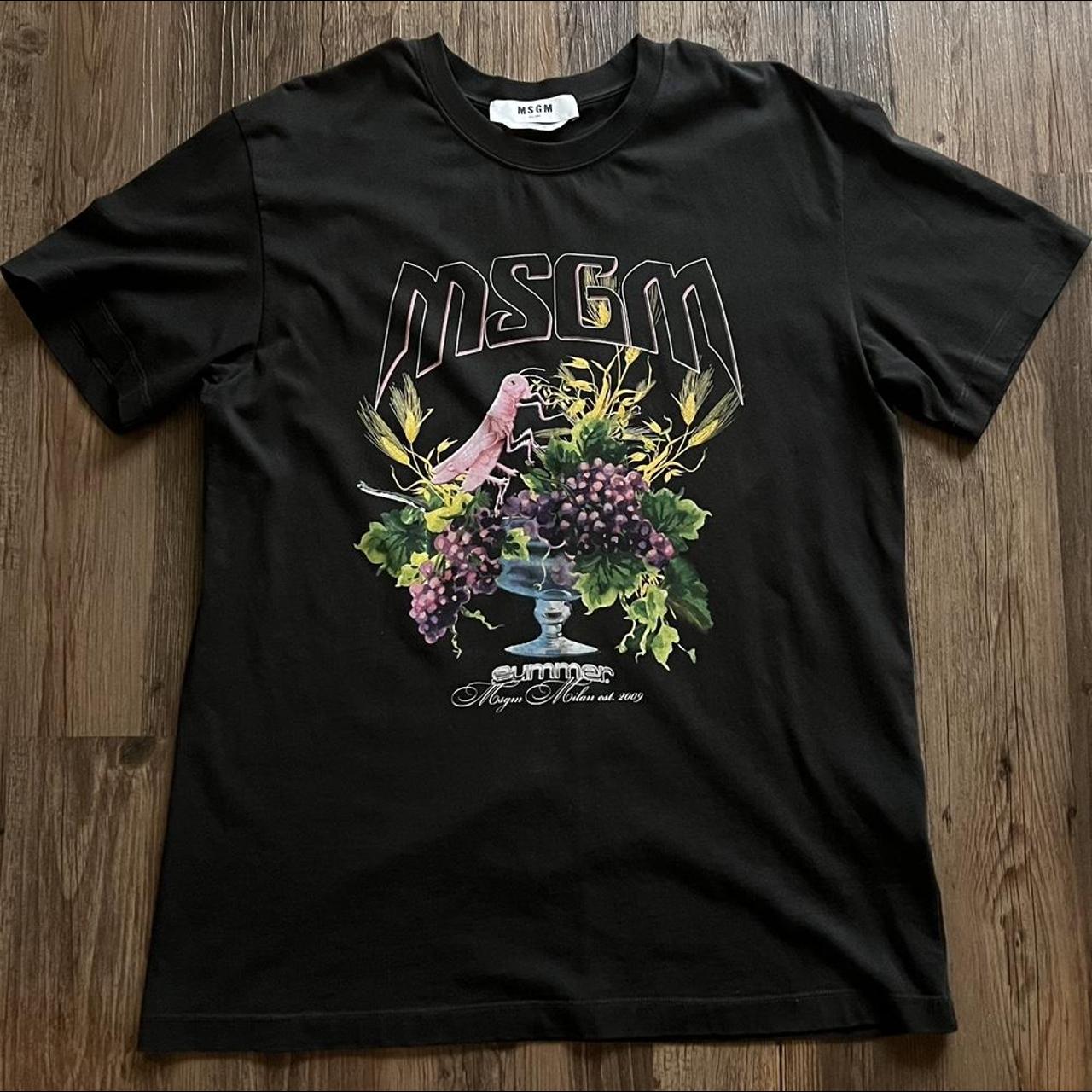 black graphic tshirt MSGM Made in Italy Size S (to... - Depop