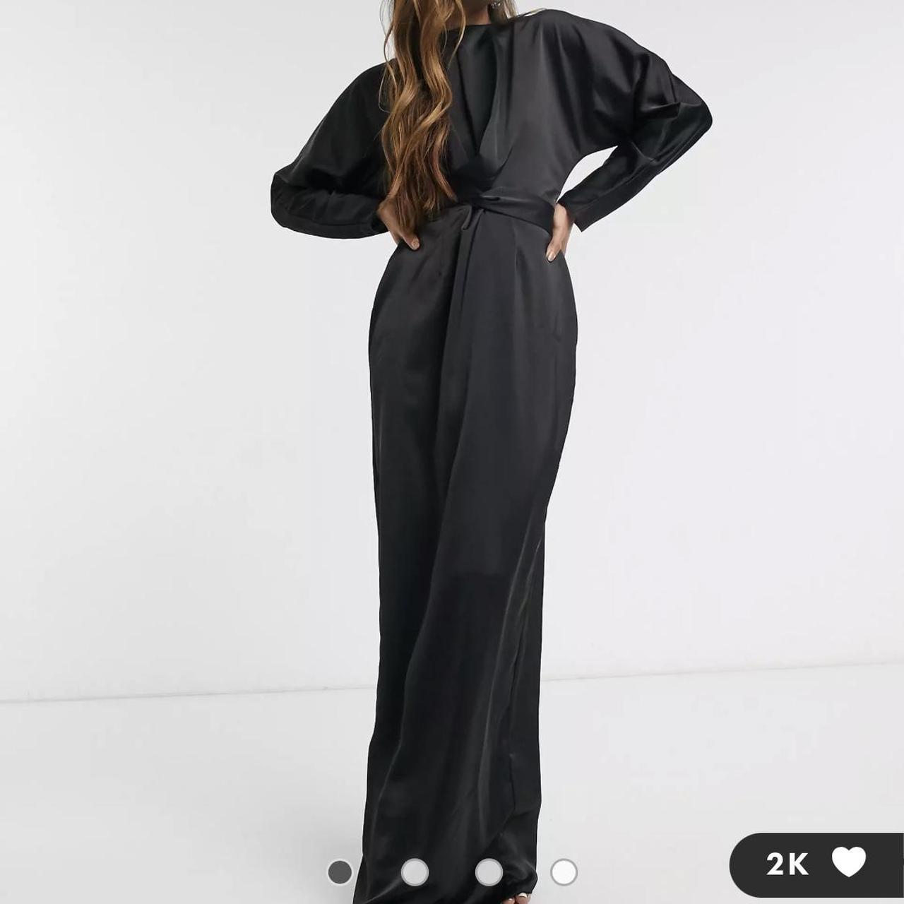 Asos Design Satin Maxi Dress With Batwing Sleeve And Depop