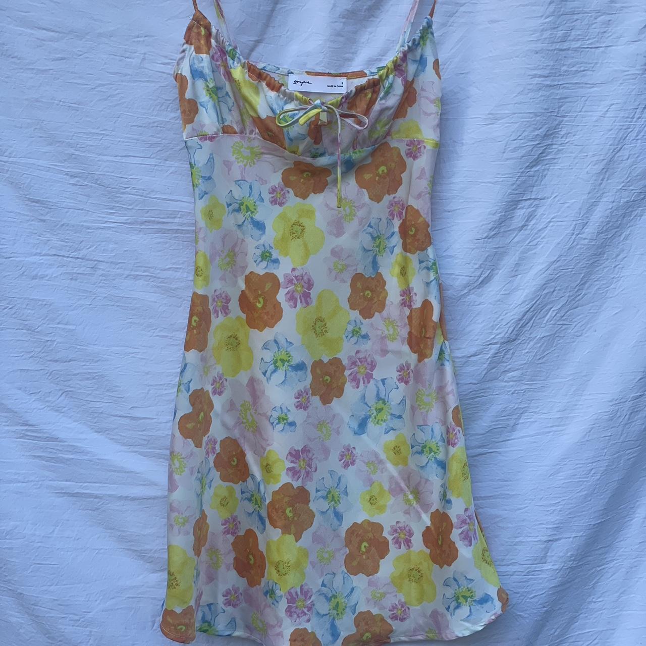 Supre bright summer flower patterned mini dress... - Depop