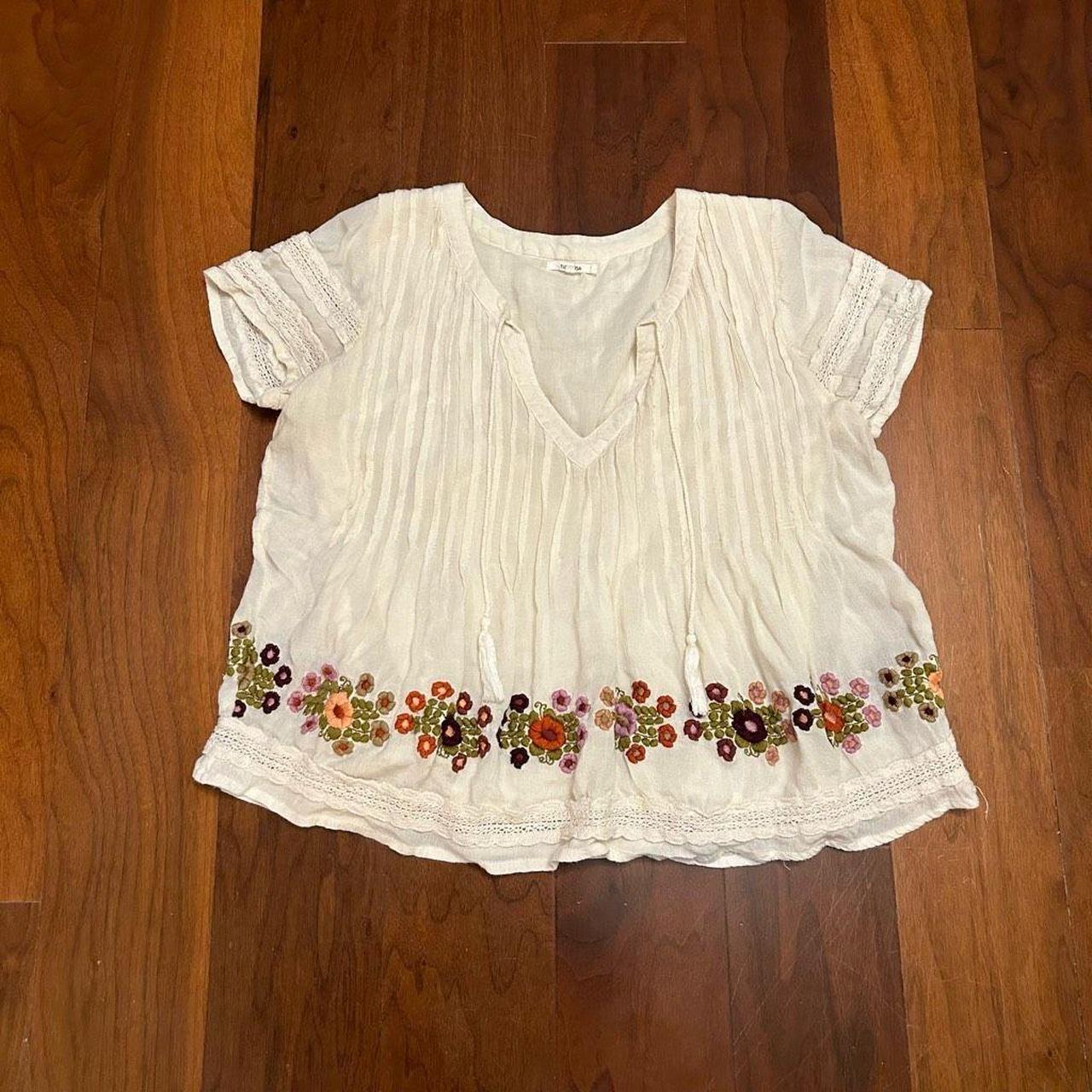 Tularosa ASOS Carley cream embroidered floral tassle... - Depop