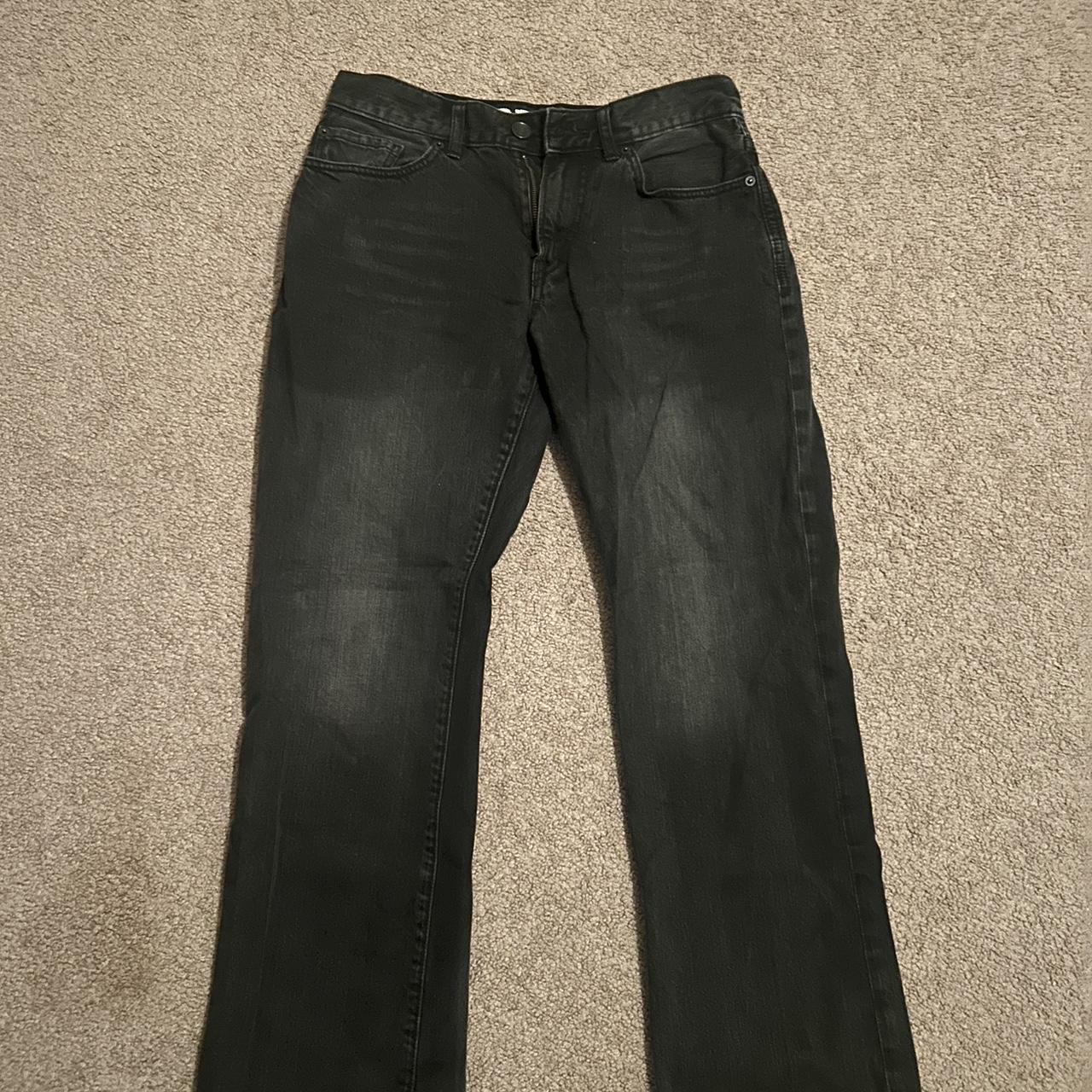 Black acid wash jeans straight cut, 31x32, 100%... - Depop