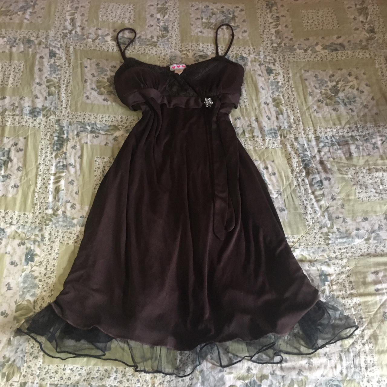 Y2K/2000s Brown lace Midi dress Size xl... - Depop
