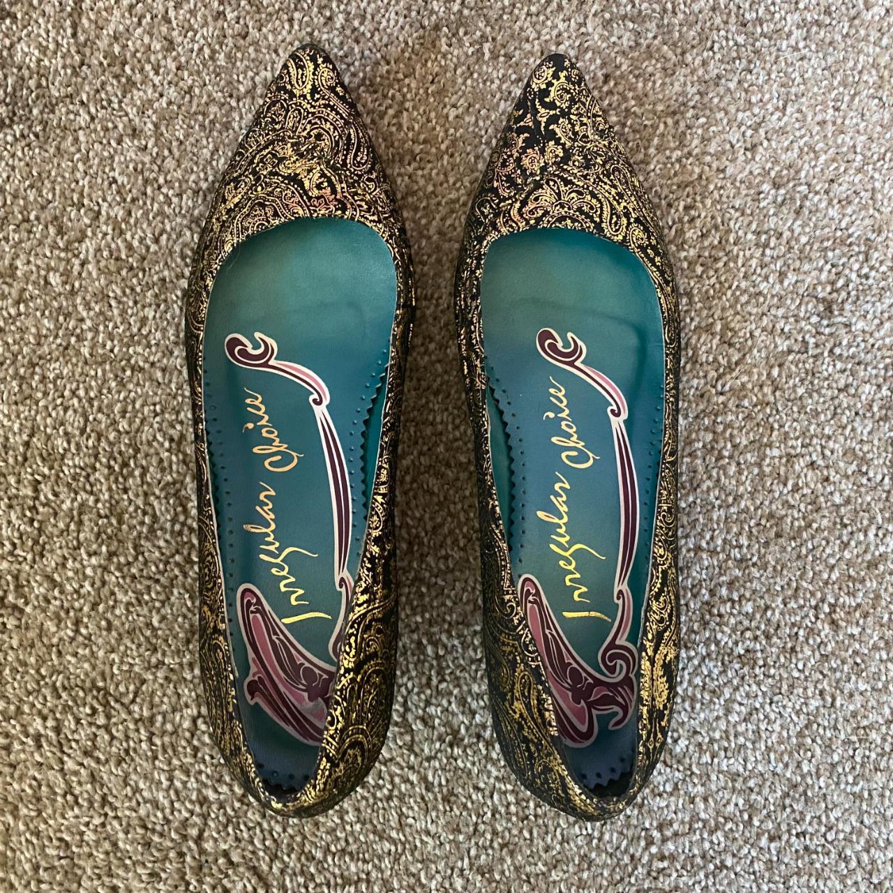 Irregular Choice Gold Flecked Heels Size 38 which is... - Depop