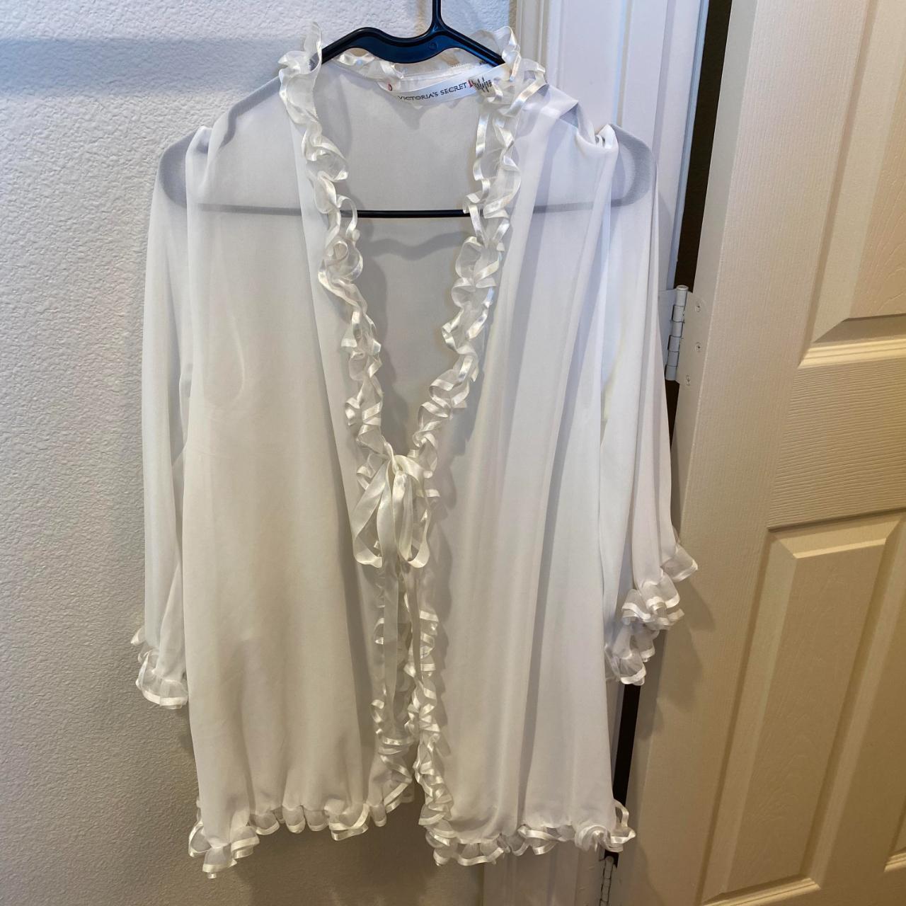 Vintage Victoria's Secret White Ruffle Dressing... - Depop