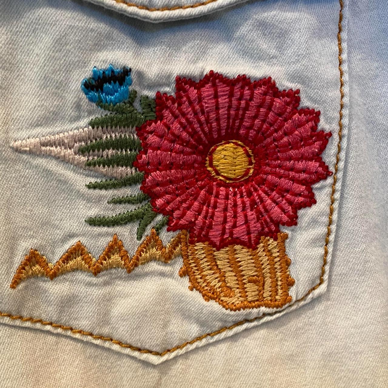 Vintage SPELL Denim Embroidered Romper Tagged a size... - Depop