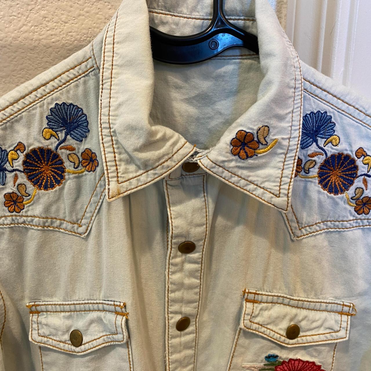 Vintage SPELL Denim Embroidered Romper Tagged a size... - Depop