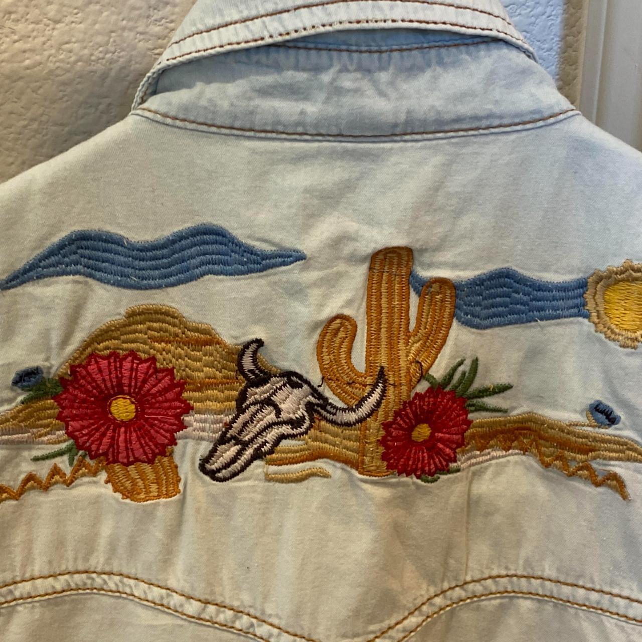 Vintage SPELL Denim Embroidered Romper Tagged a size... - Depop