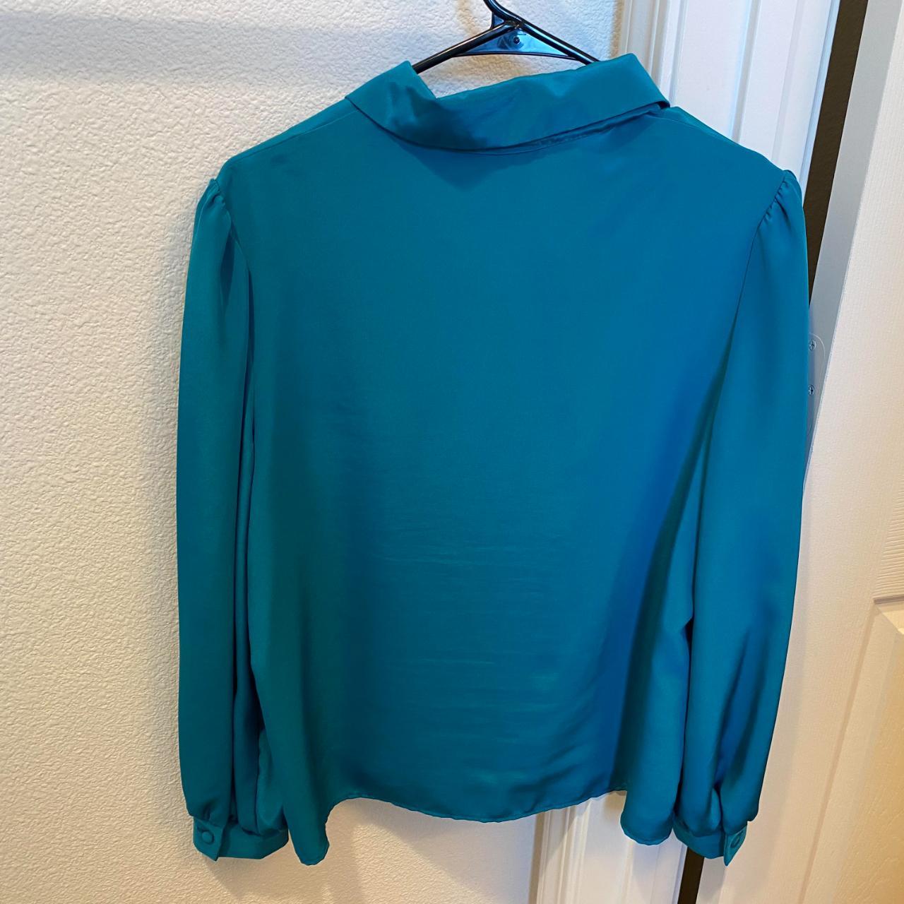 Vintage 80's Chel'sea L'td Teal Blouse Made in the... - Depop
