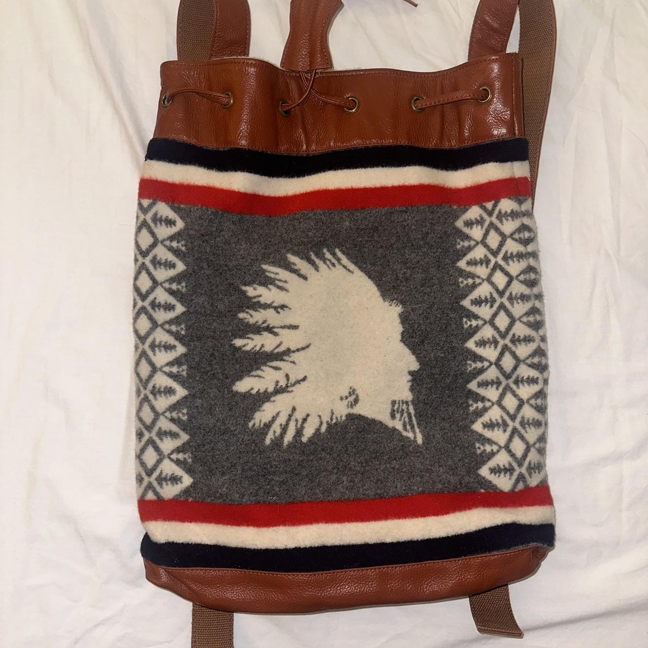 Pendleton Heroic Chief Drawstring Backpack Leather... - Depop