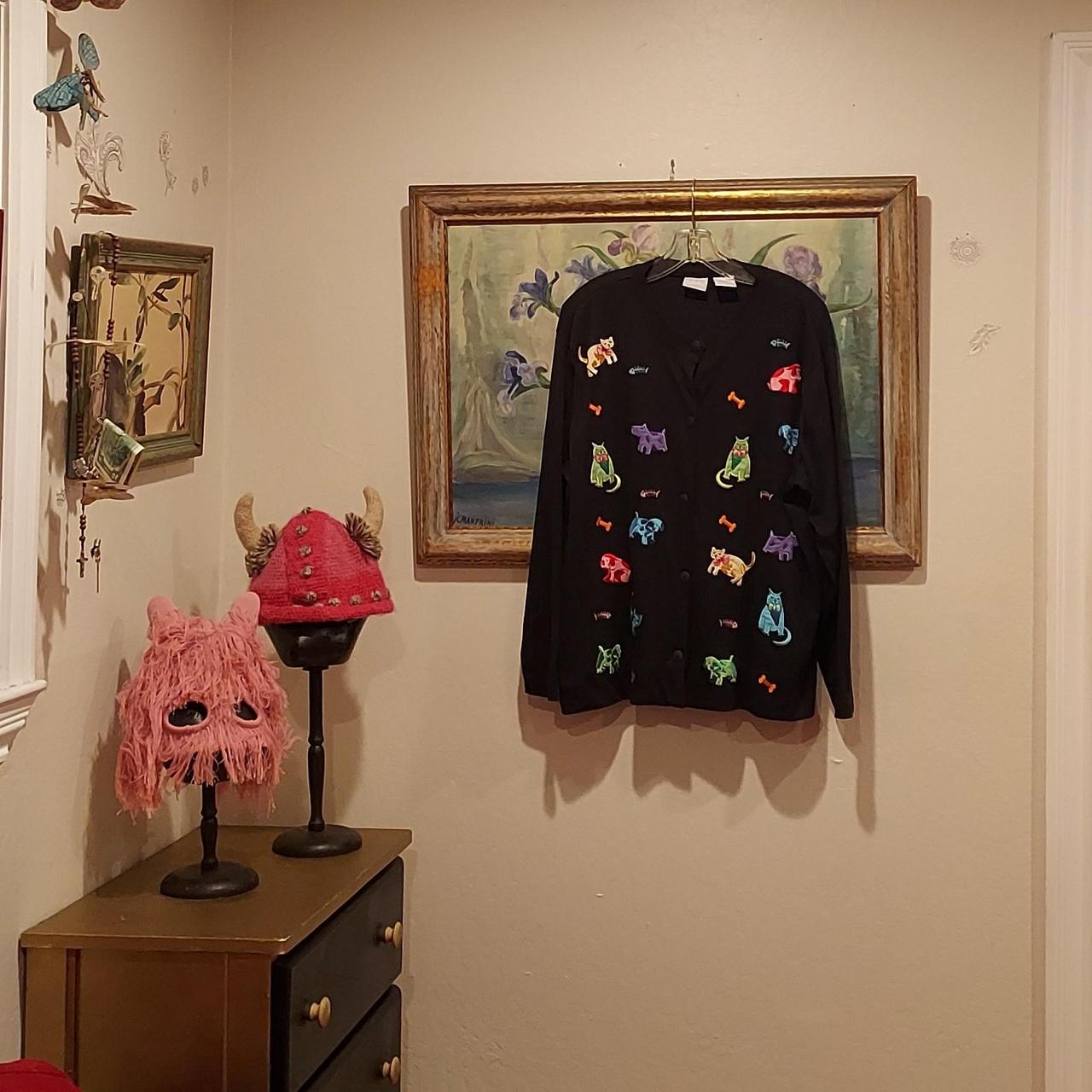 Black Blair Cardigan Sweater with embroidered Cats,... - Depop