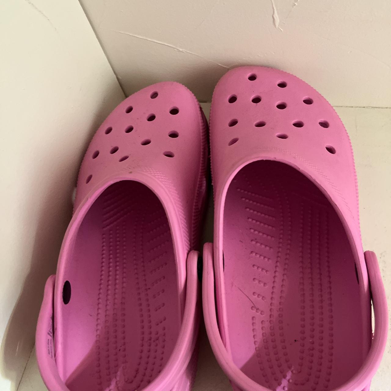 white and pink crocs 15 each both barely used and... - Depop