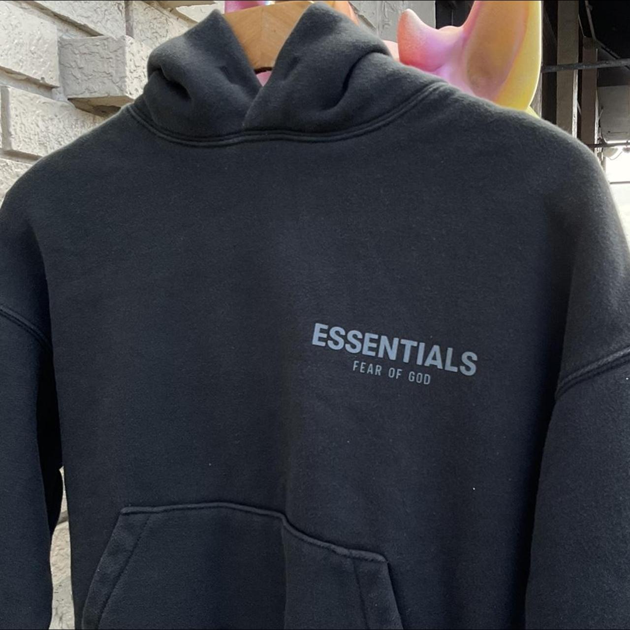 Black essentials FOG hoodie 8Y Excellent condition... - Depop