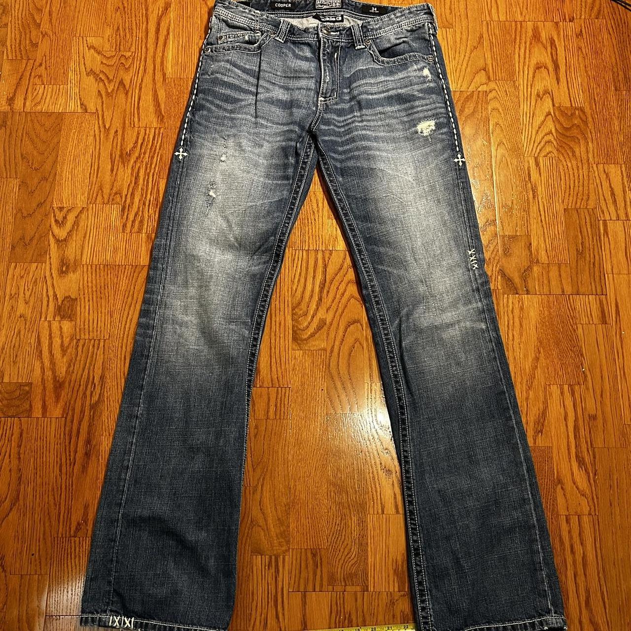 Affliction Jeans Mens Cooper Blue Light Tagged 34 ... - Depop