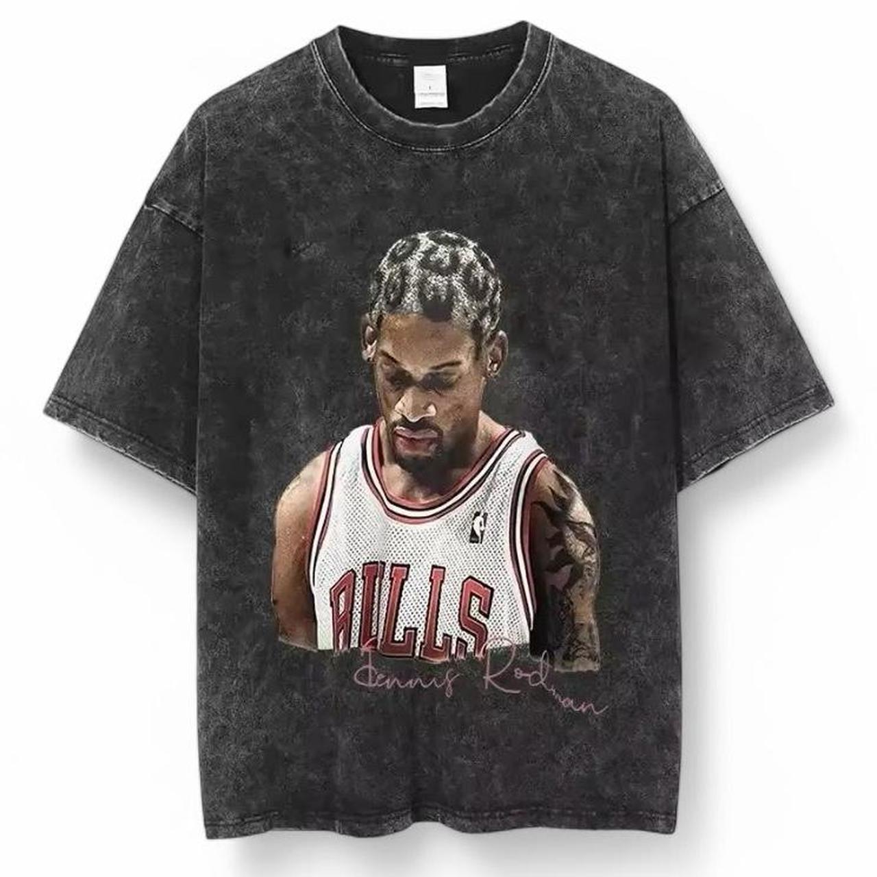 Dennis Rodman looking down short sleeve T-shirt acid... | Depop