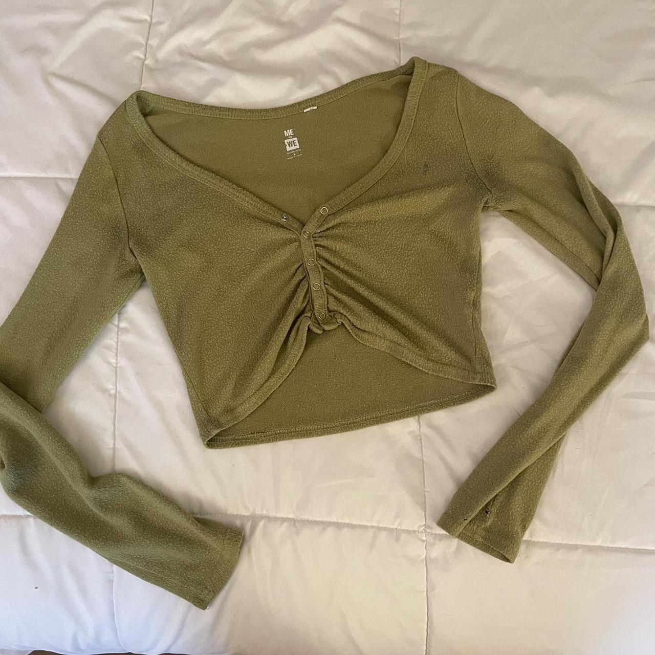 PacSun Women's Khaki Crop-top | Depop