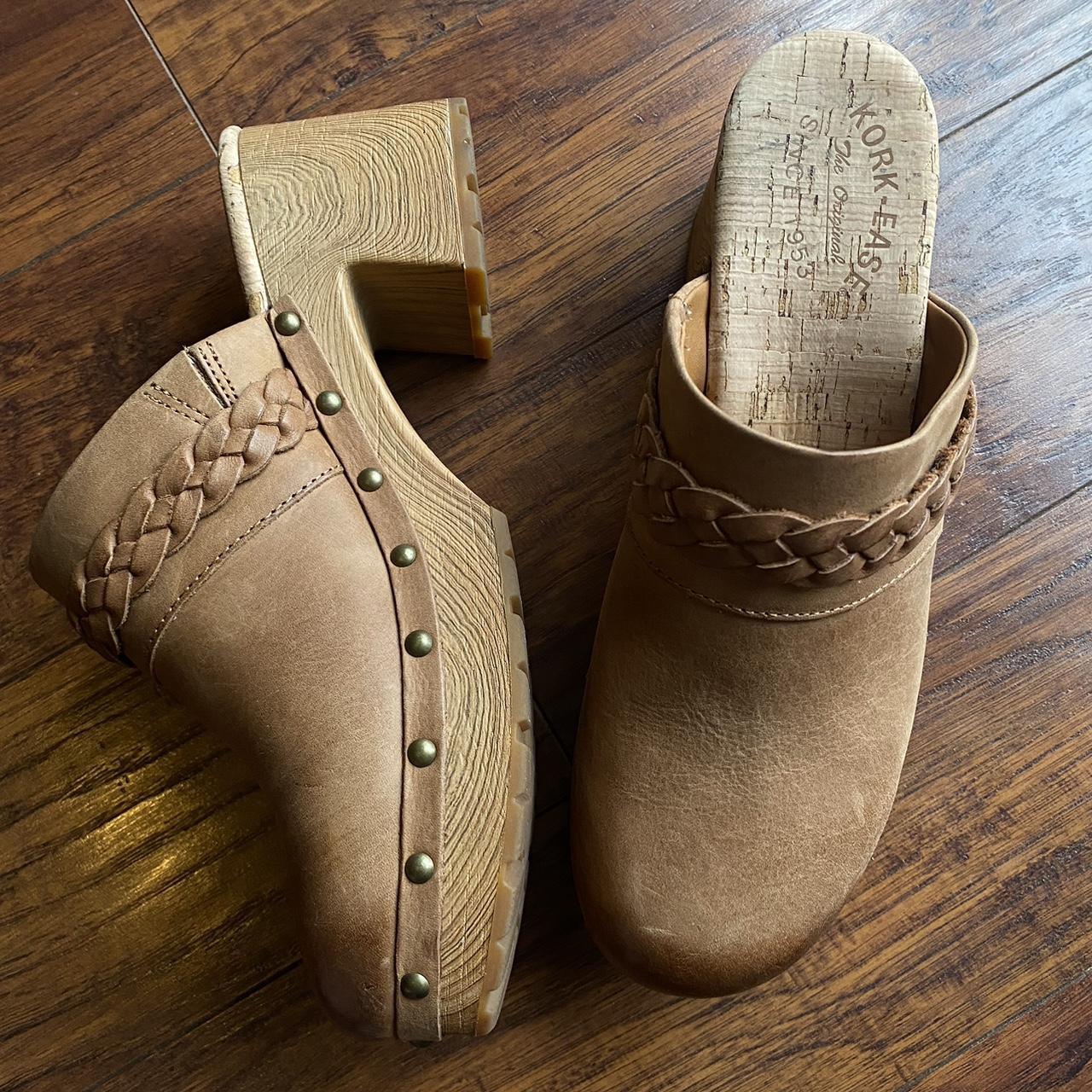 Kork ease boho retro style leather clogs size 10... - Depop