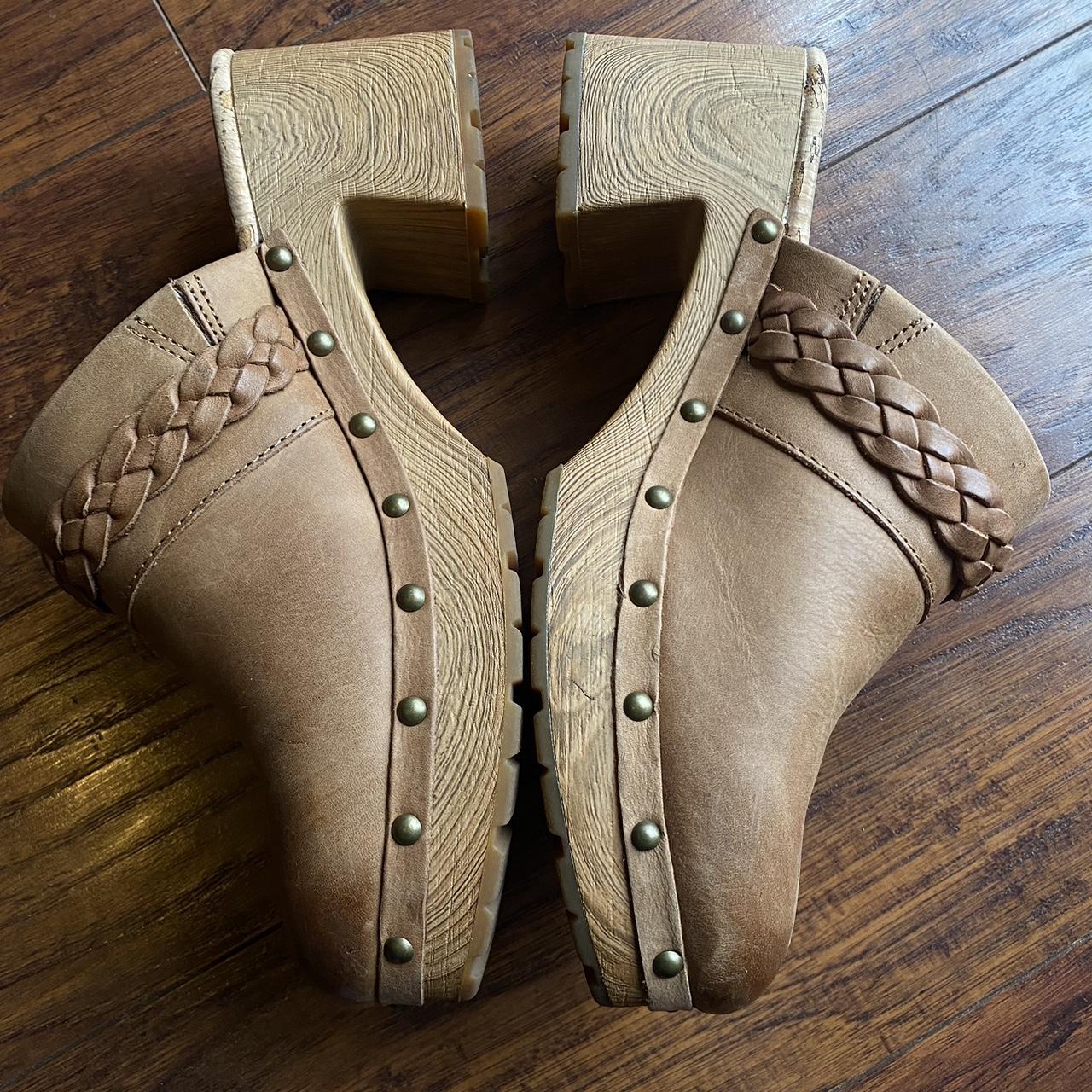 Kork ease boho retro style leather clogs size 10... - Depop