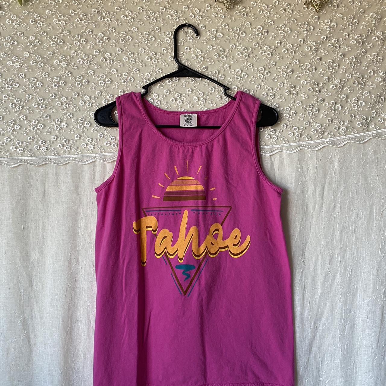 Comfort colors Tahoe tank top Pink with yellow... - Depop