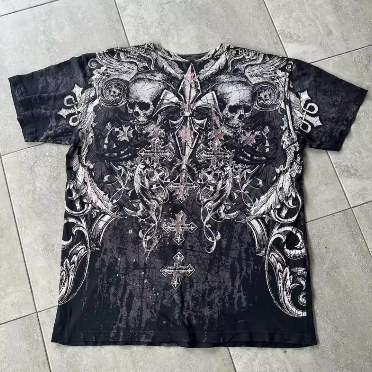 Dark Skull Printed TShirts #tshirt #y2k #gothic | Depop