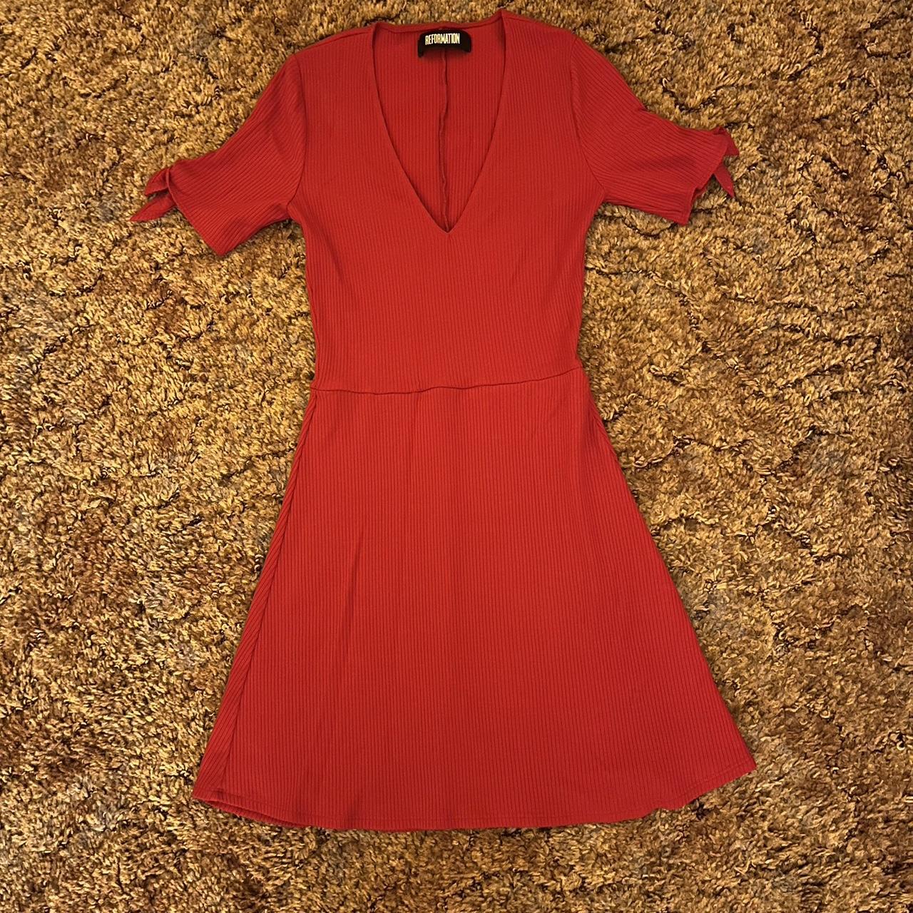 Red Reformation dress A line red dress Above the... - Depop