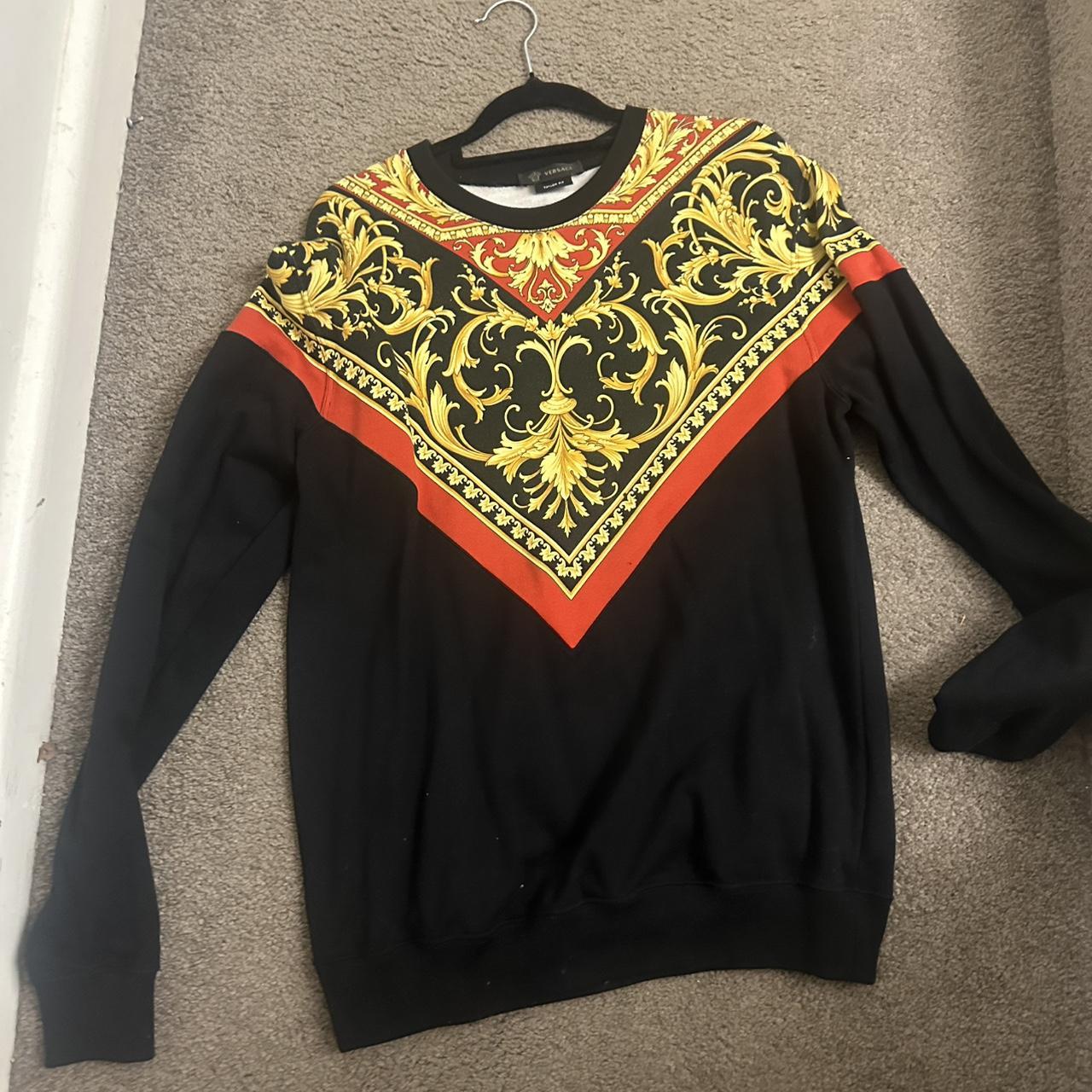 Black and gold Versace jumper #Versace Size small... | Depop