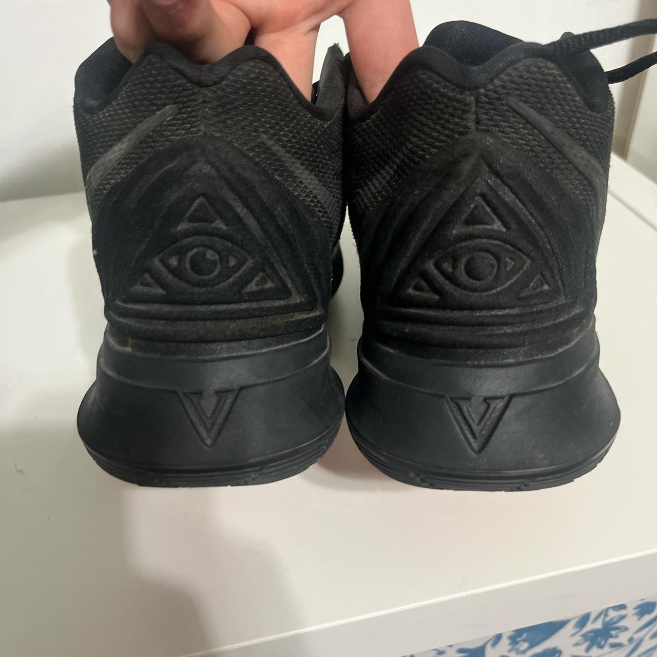 Nike Kyrie 5s, all black w/ rainbow bottoms, greatly... - Depop