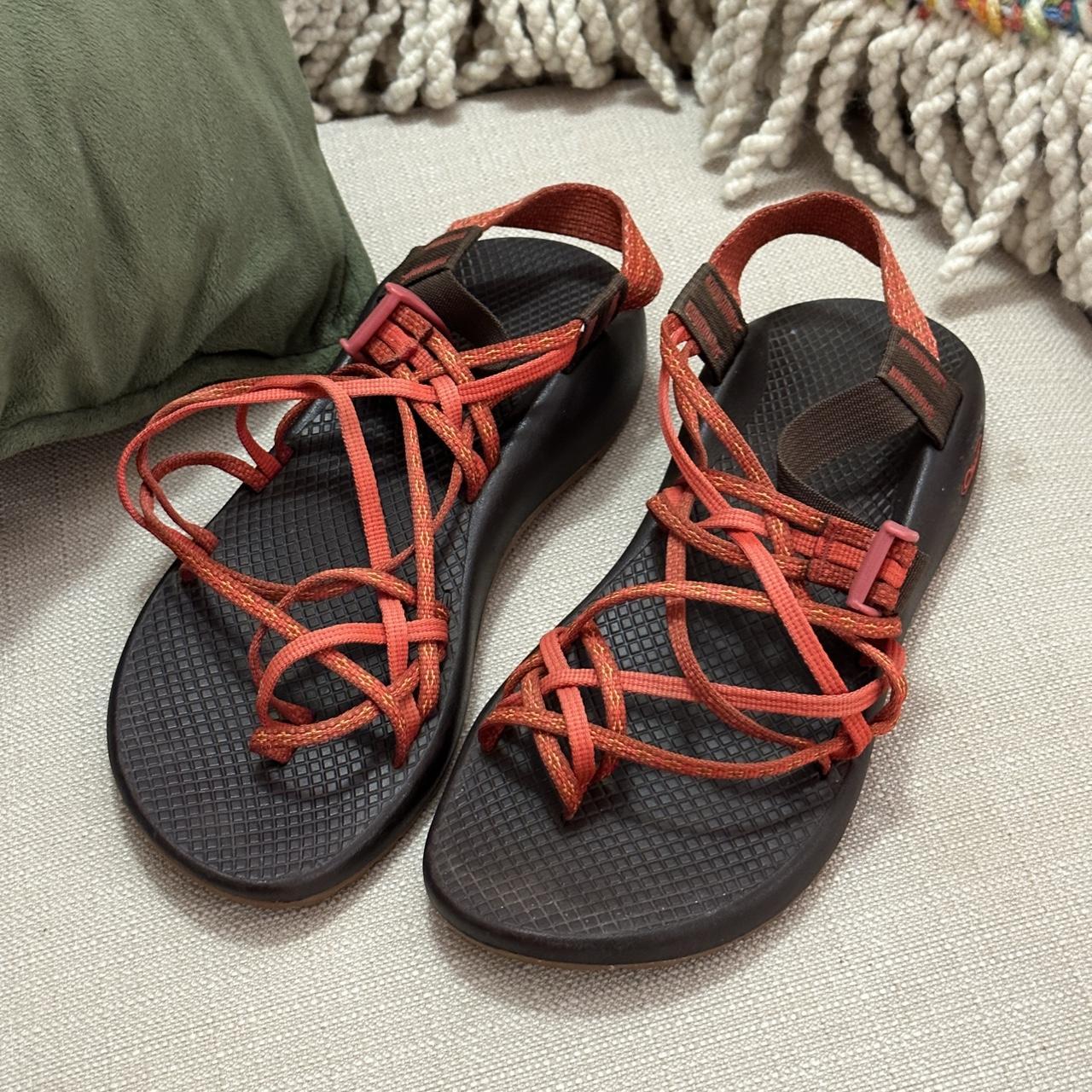 Red Chaco Sandals 💌 so cute , red aztec prints,... - Depop