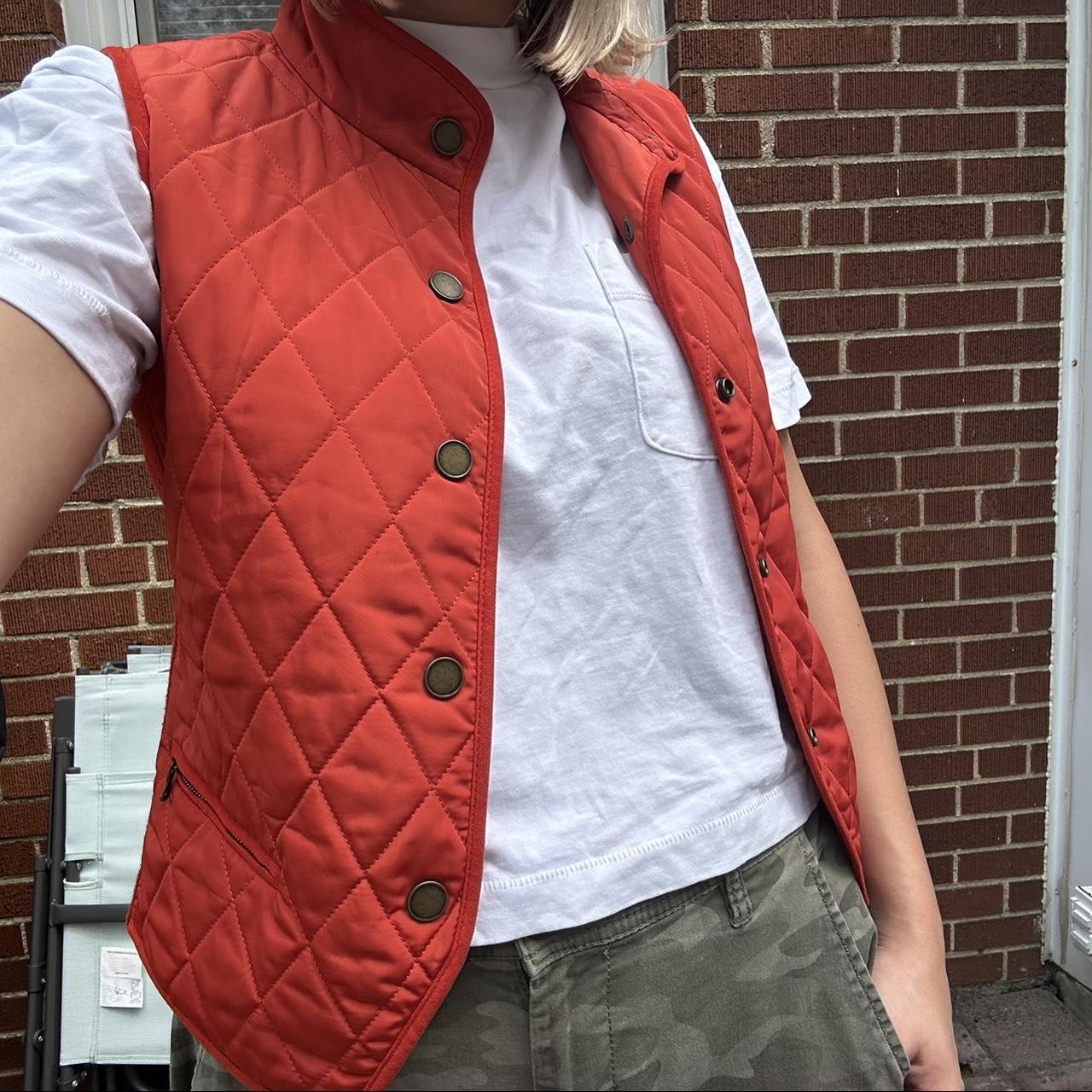 Orange button up vest from Talbots. Lightweight but... - Depop