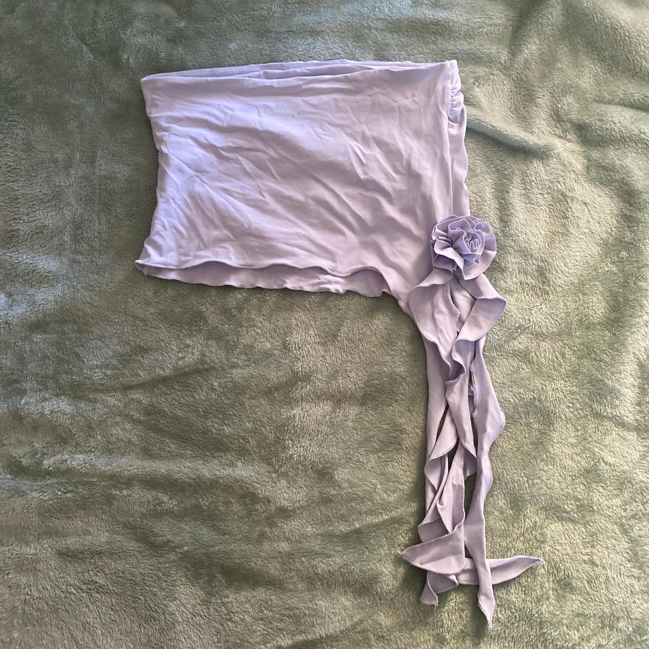 Purple crop top with flower detail on the side - Depop
