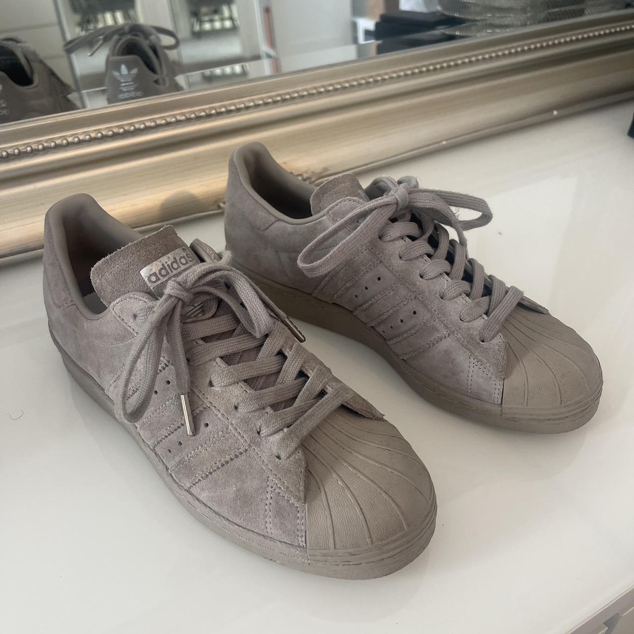 Grey Suede Adidas Superstars Loads of wear in these... - Depop