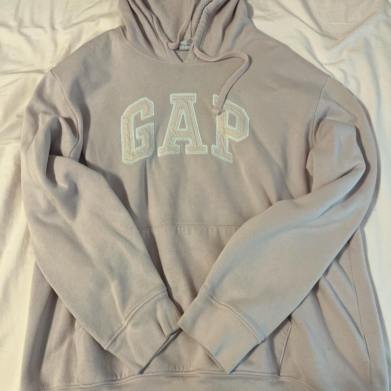 super cute light pink gap hoodie! minor staining,... - Depop