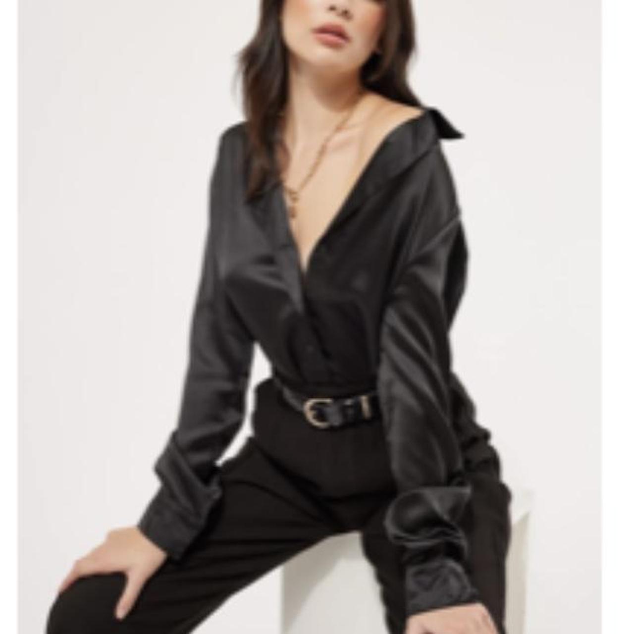 Perfect Stranger Satin Collared Long Sleeved Shirt /... - Depop