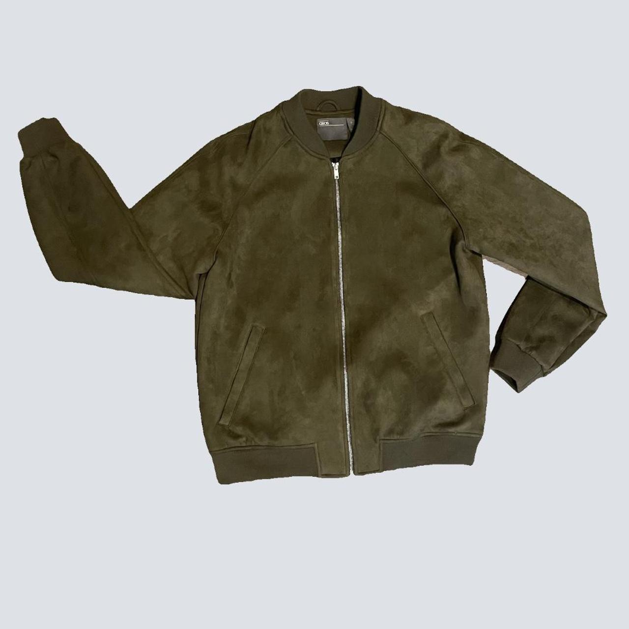 Asos Faux Suede Bomber Jacket - Men’s Medium - Green... - Depop