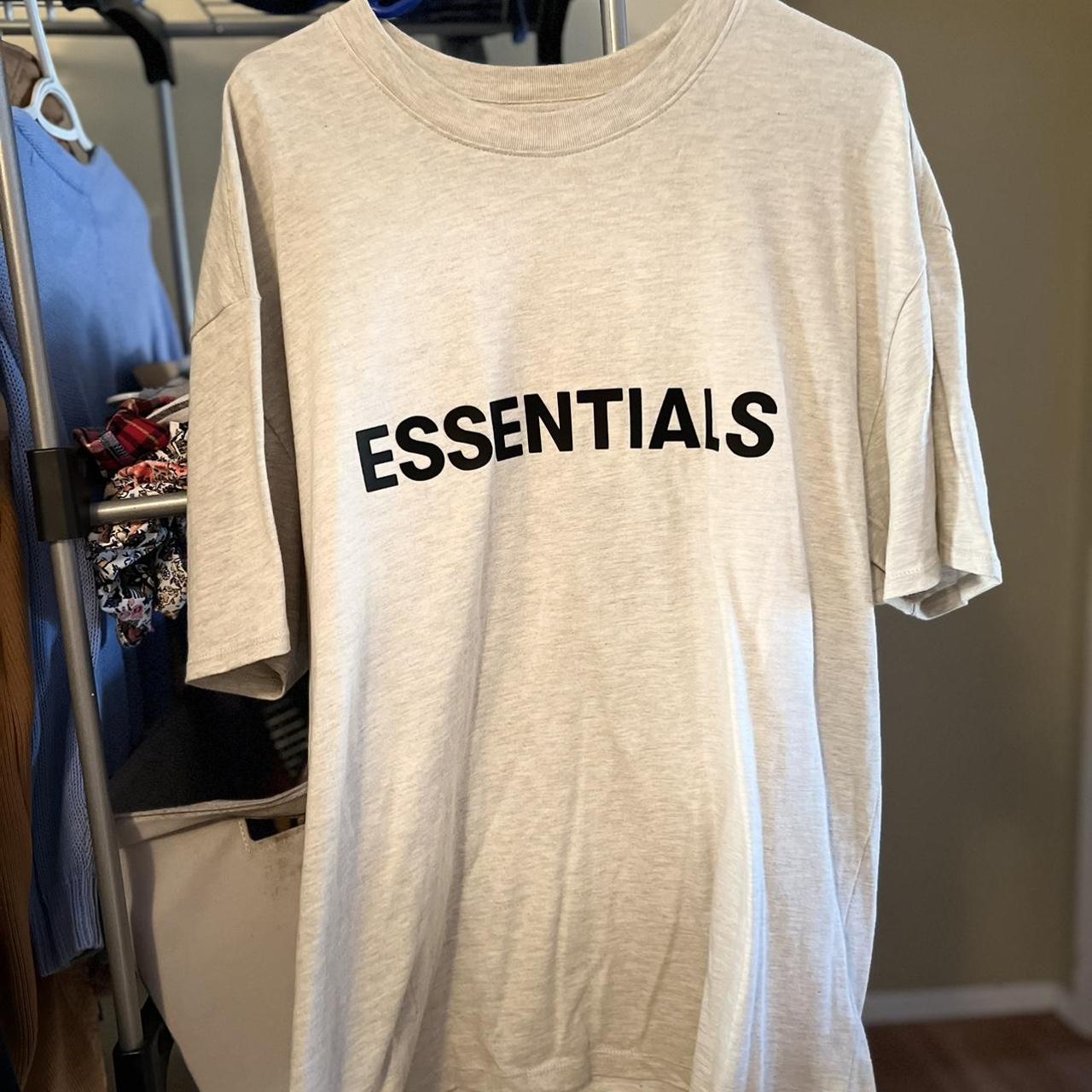 Essentials Men's Tan and Cream T-shirt | Depop