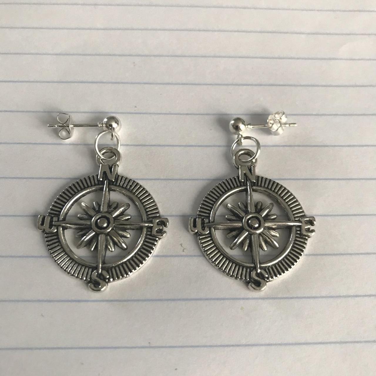 compass stud earrings 1 pair handmade brand... - Depop