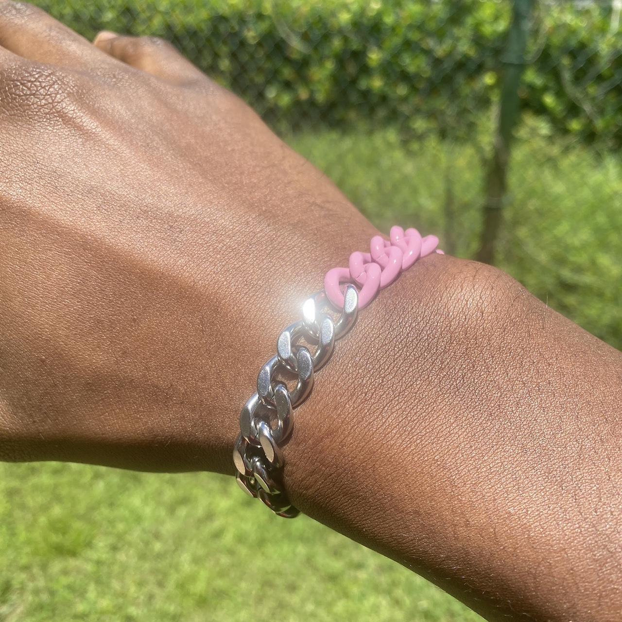 1017 Alyx Pink & Silver chain bracelet Size S/M &... - Depop
