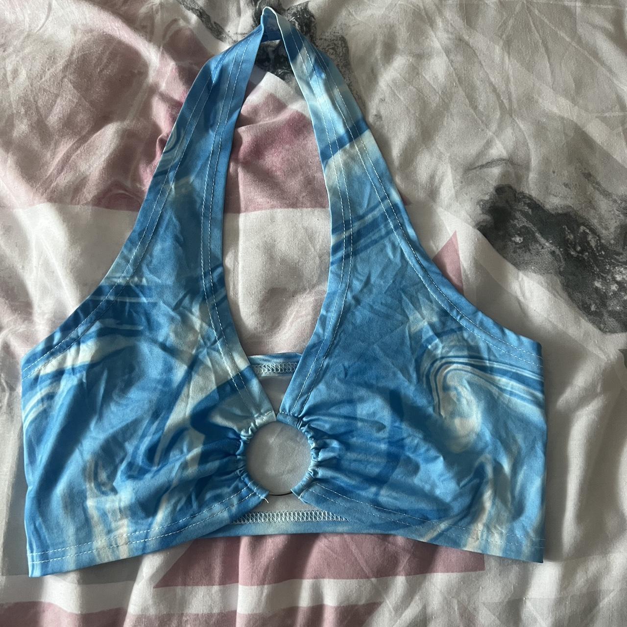 Blue hoop top from SHEIN, never worn, size:M - Depop