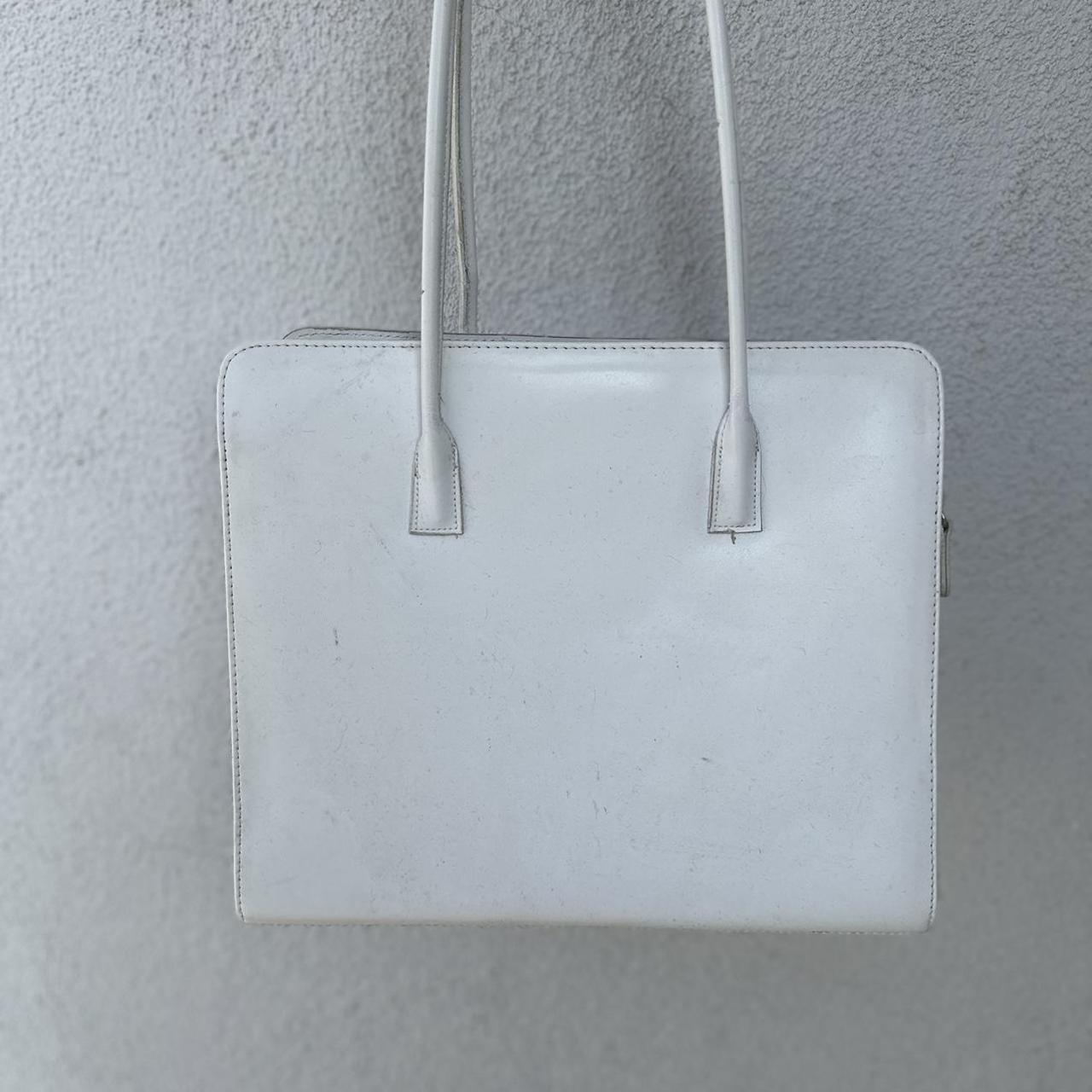 White Leather Purse Large enough to fit all your... - Depop