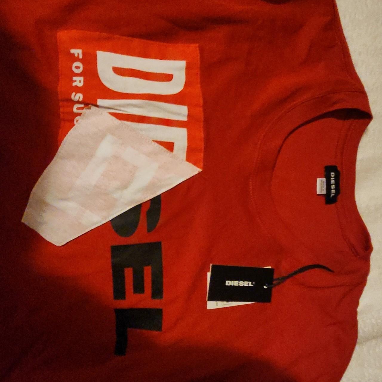 Diesel T-Diego Men's Double Logo Red Cotton T Shirt... - Depop