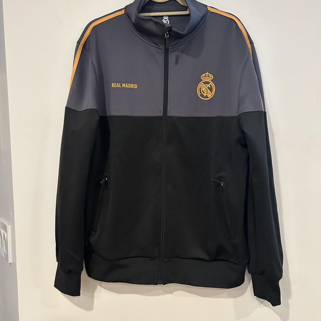 LaLiga Real Madrid Track Jacket Black Grey Mens Size... - Depop