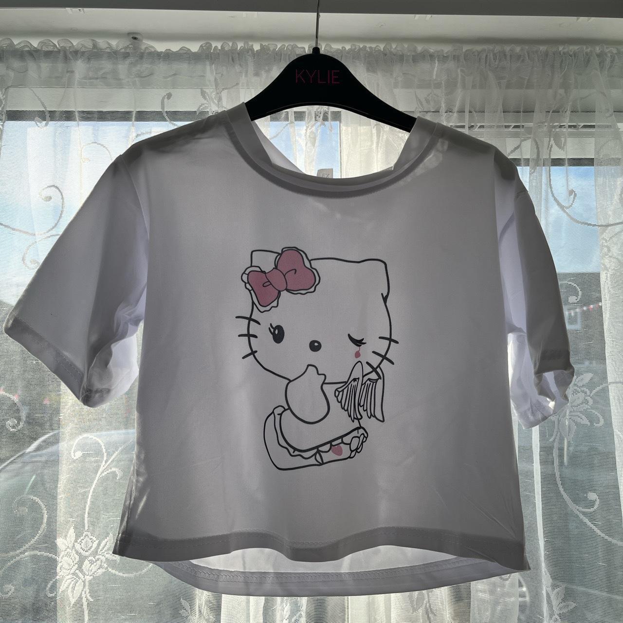 Hello Kitty Women's White Crop-top | Depop