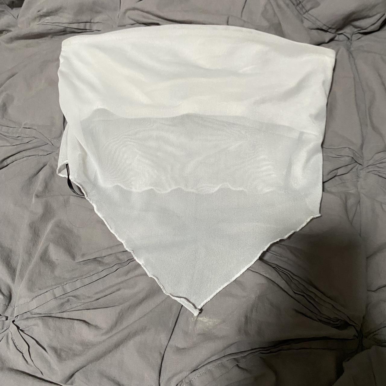 mesh white triangle tube top (small flaw on... | Depop