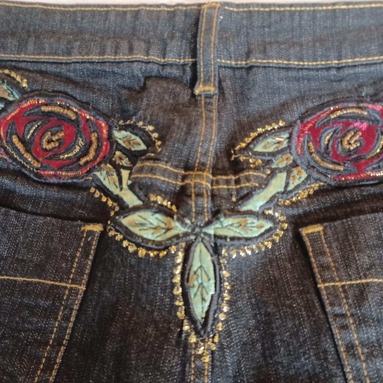 Vintage Suzanne Somers Rose Embroidered Bell... - Depop