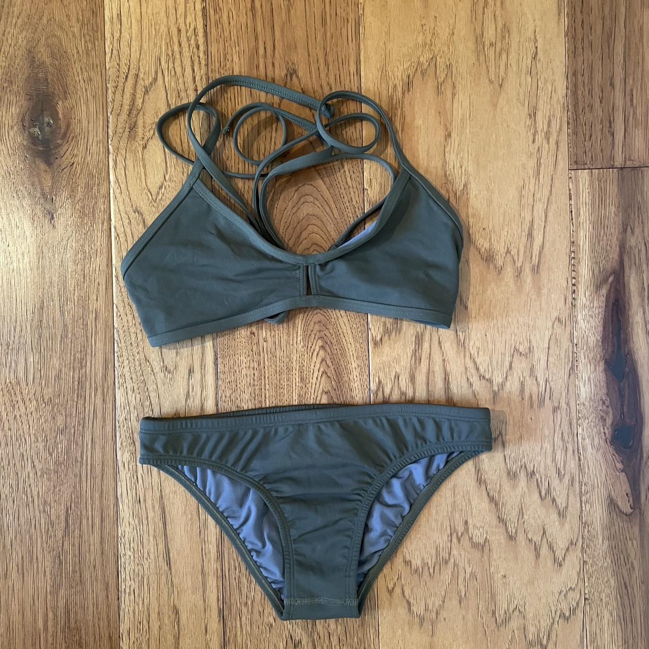 Olive green jolyn swimsuit. Adjustable tie... - Depop