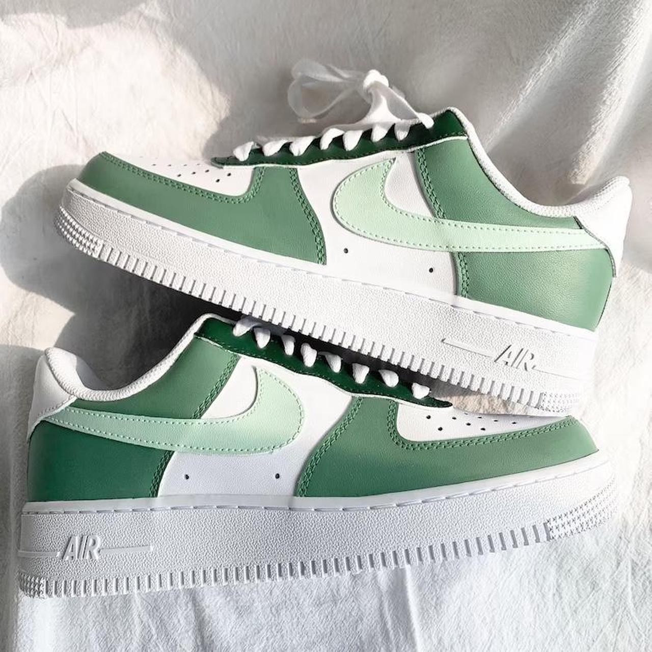 Custom Green Air Force 1 Made to order Youth sizes... - Depop