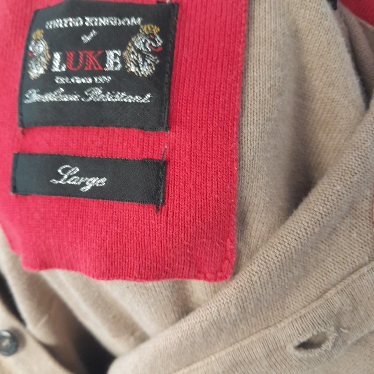 LUKE sand colourhort sleeve with red piping on... - Depop