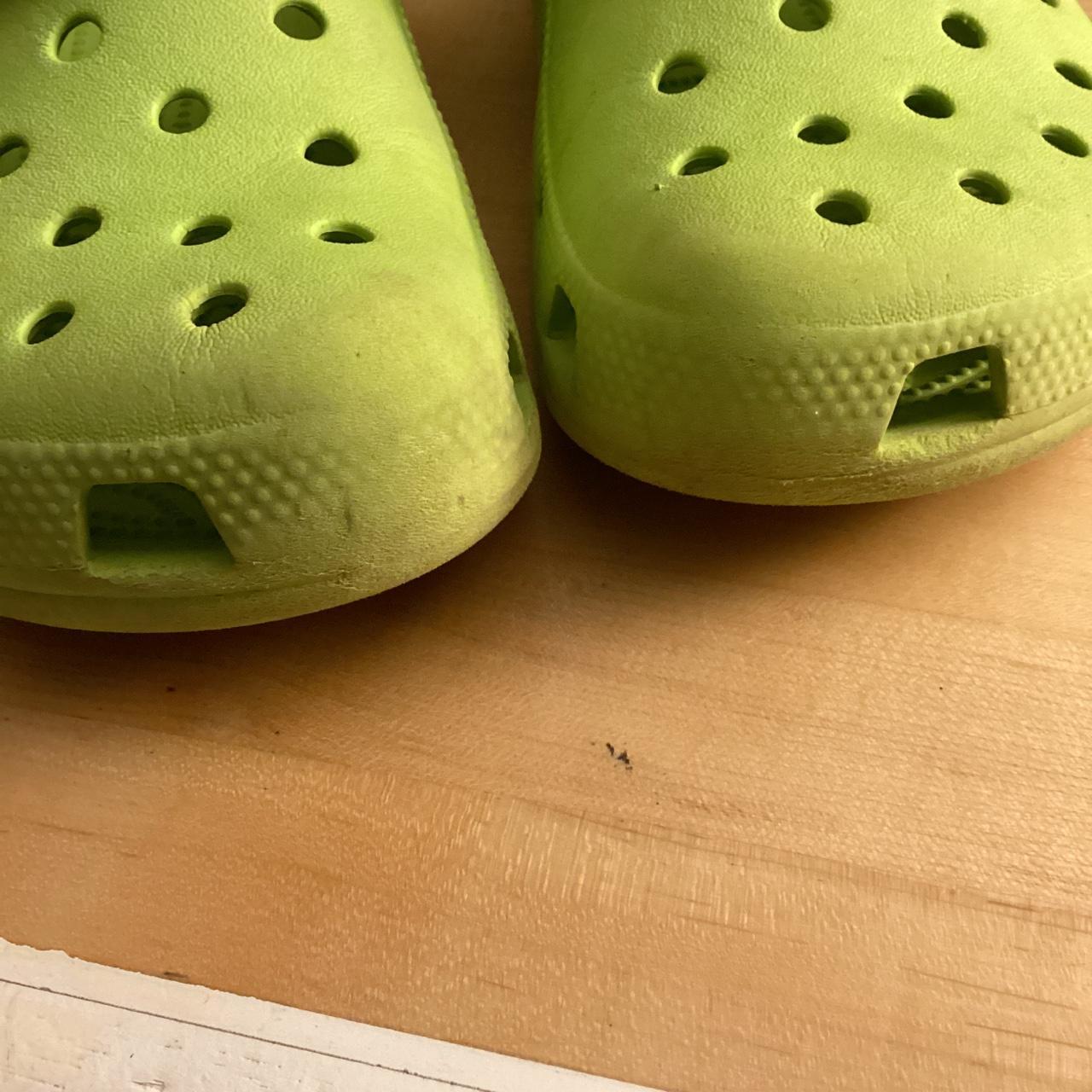 Bright green crocs Size Womens 6 Some blemishes... - Depop