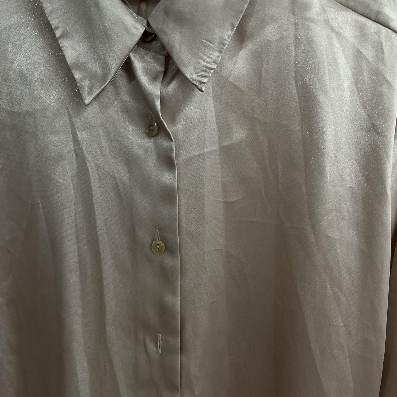 gold satin button up - Depop